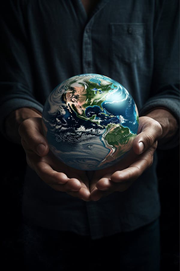 Earth in hand stock illustration. Illustration of planet - 302116050