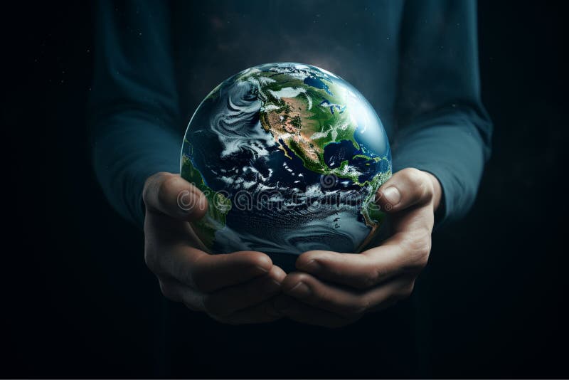 Earth in hand stock illustration. Illustration of perspective - 302116053