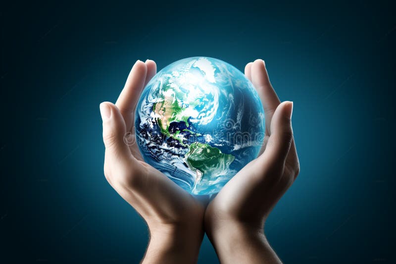 Bright Earth on Hand Save the Earth Concept Stock Illustration ...
