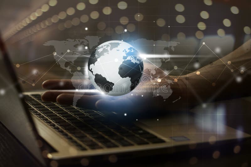 Earth in hand stock image. Image of communication, information - 220680905