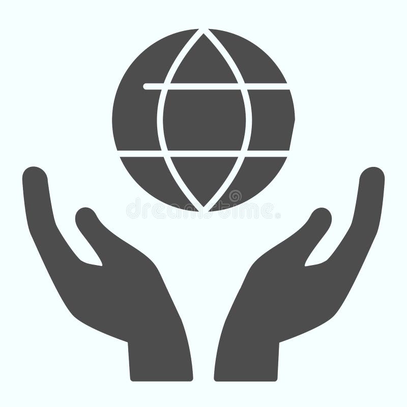 Earth in Hands Solid Icon. Globe in Two Hands Vector Illustration ...