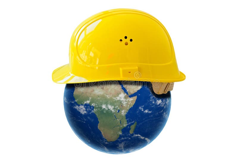 Globe map on safety helmet stock image. Image of earth - 46980823