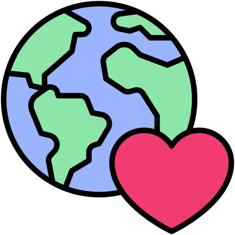 Earth with Heart Icon, Love and Heart Vector Stock Vector ...