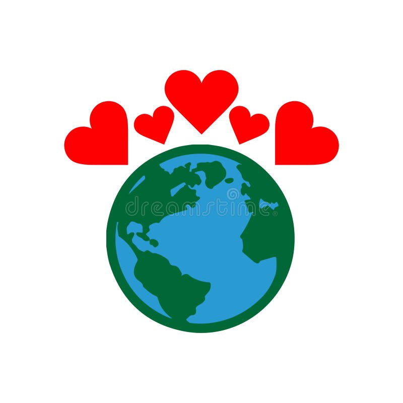 Earth heart icon stock illustration. Illustration of font - 328465200
