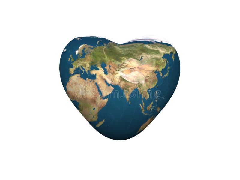 Earth in Heart shape stock illustration. Illustration of heart - 8344814