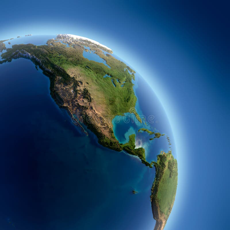 Earth with High Relief, Illuminated Stock Illustration - Illustration ...