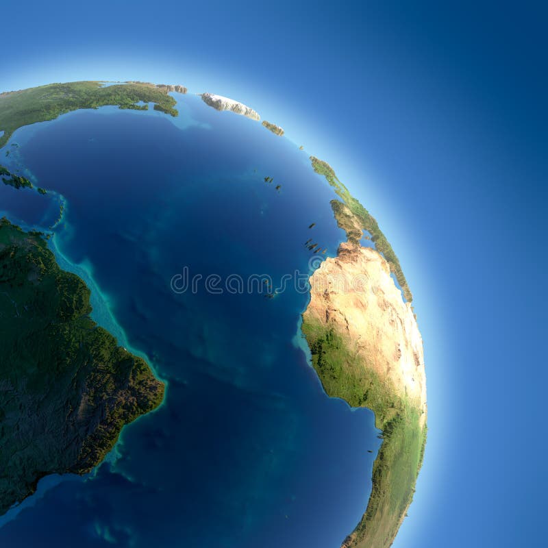 Earth with High Relief, Illuminated Stock Illustration - Illustration ...