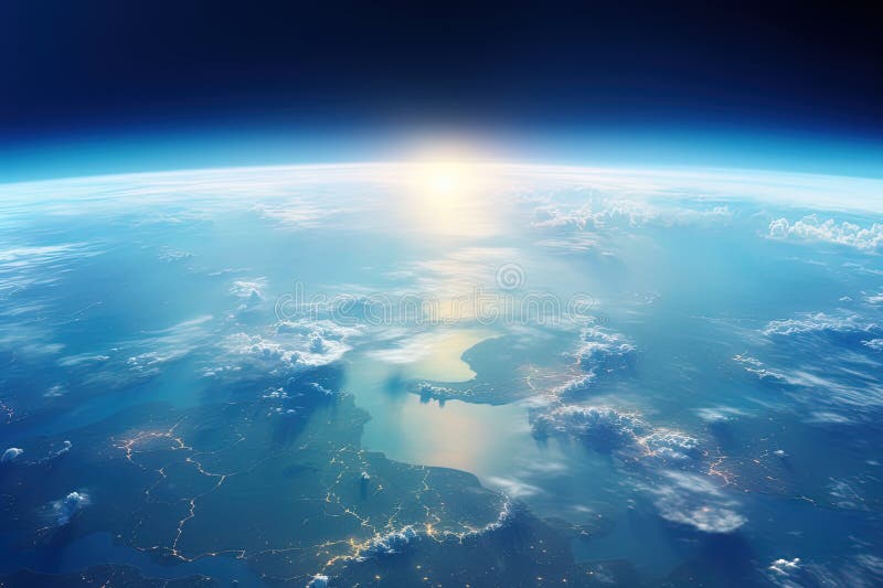 Earth Horizon View from Space. Satellite or Plane View of the Planet ...