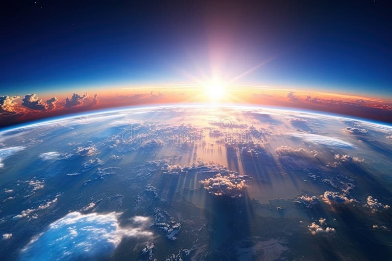 Earth Horizon View from Space. Satellite or Plane View of the Planet ...