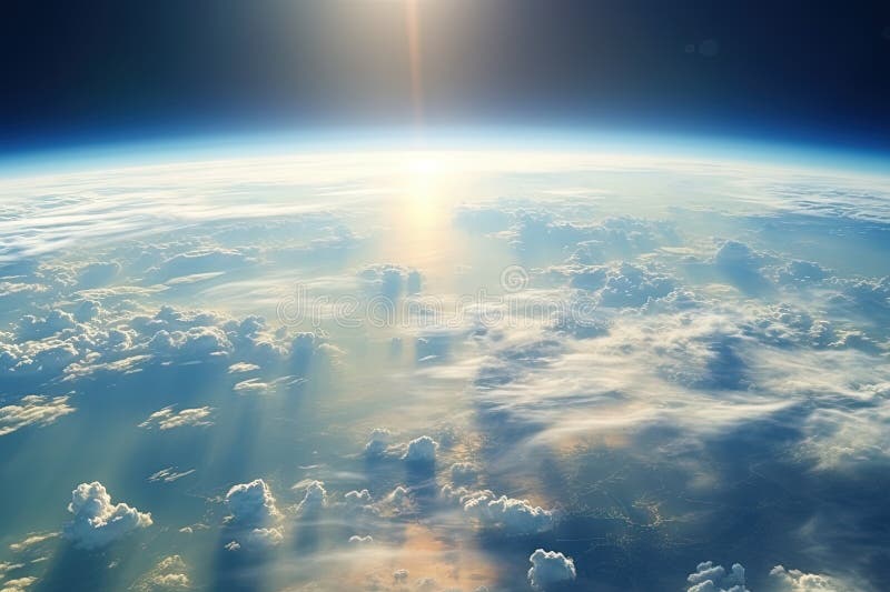 Earth Horizon View from Space. Satellite or Plane View of the Planet ...