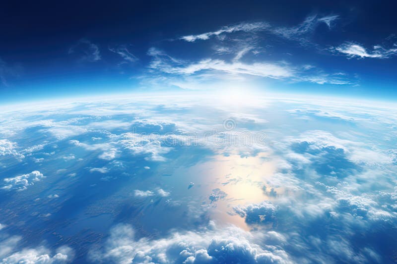 Earth Horizon View from Space. Satellite or Plane View of the Planet ...