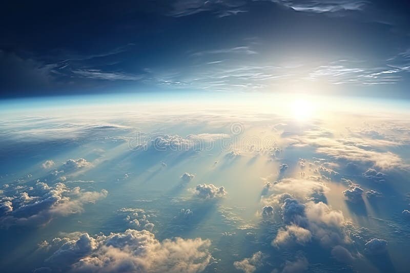 Earth Horizon View from Space. Satellite or Plane View of the Planet ...