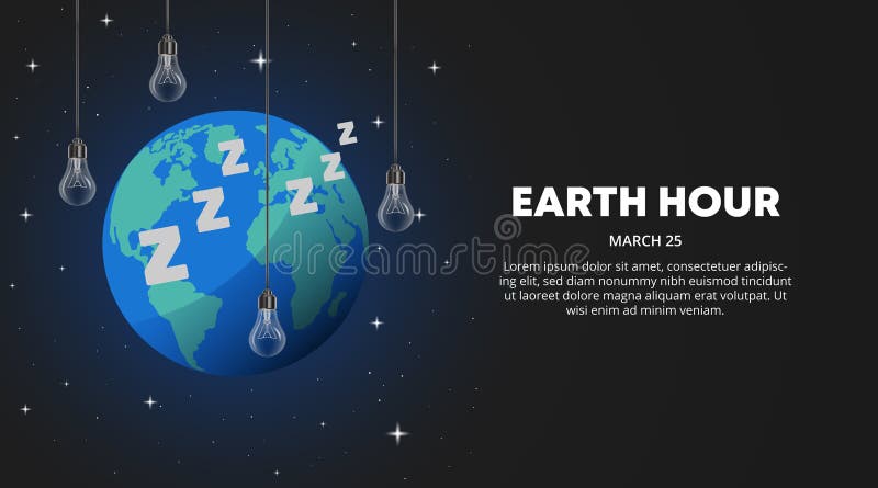 Earth Hour Background with the Earth and Off Lamps Stock Vector ...