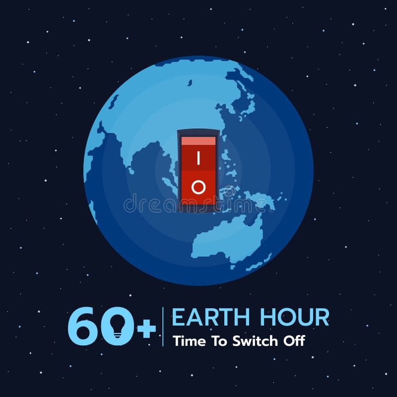Earth Hour Banner with Switch Off Position on Earth Background Vector ...