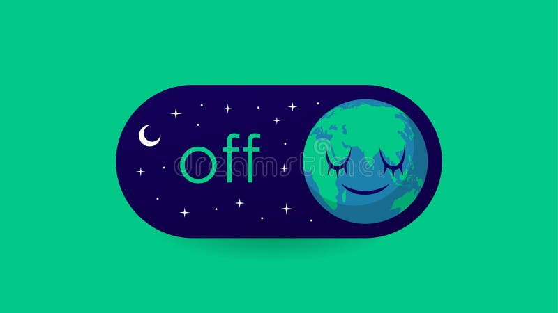 Earth Hour Banner Template with Sleeping Globe on Off Electricity ...