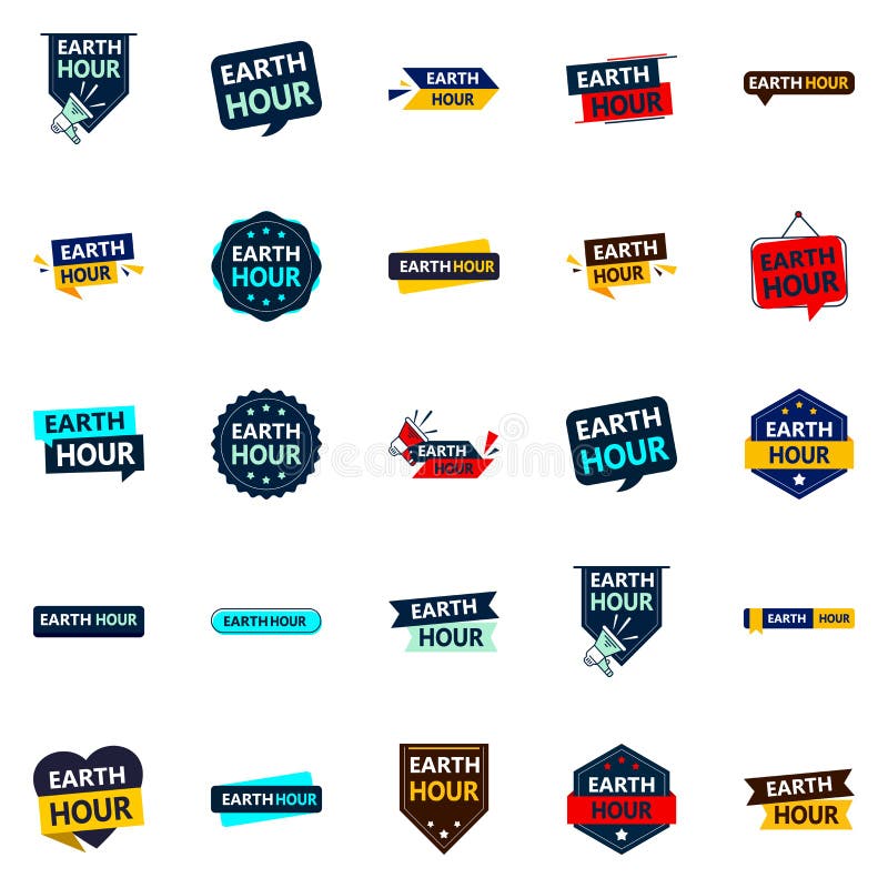 Earth Hour Bundle 25 Eye Catching Vector Designs for Environmental ...