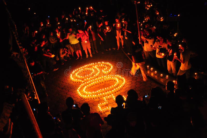 Earth hour candle editorial stock image. Image of global - 21461934