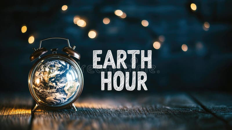 Earth Hour Concept: Globe in Vintage Alarm Clock with Soft Ambient ...