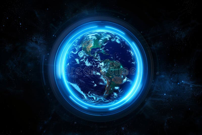 Earth Hour Ecology and Environment Concept with Blue Planet Earth in ...