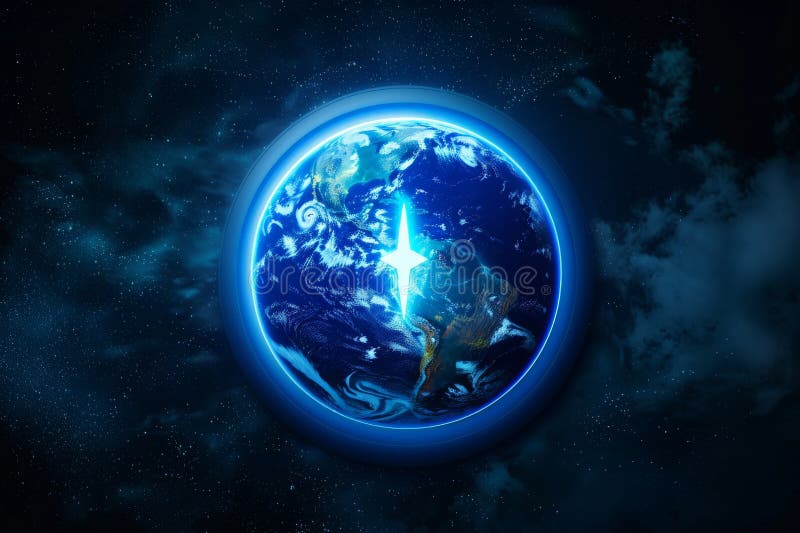 Earth Hour Ecology and Environment Concept with Blue Planet Earth in ...