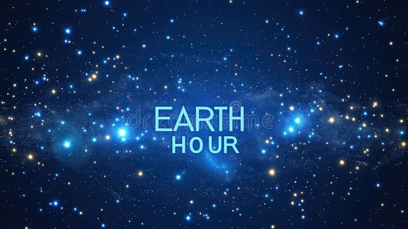 Earth Hour in Space: Starry Night Sky with Glowing Text and ...