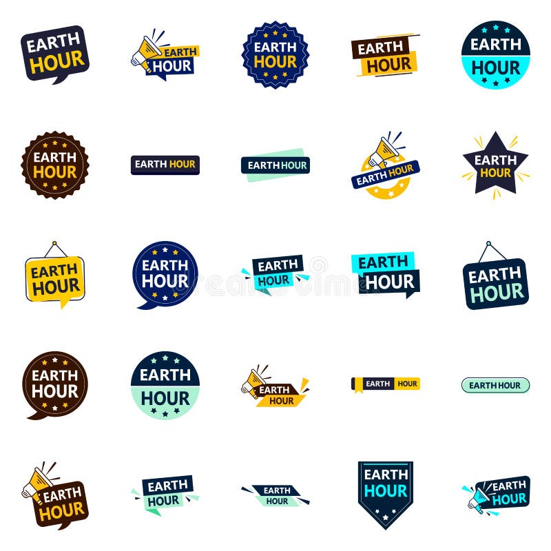 Earth Hour 25 Vector Banners for Your Next Earth Saving Campaign Stock ...