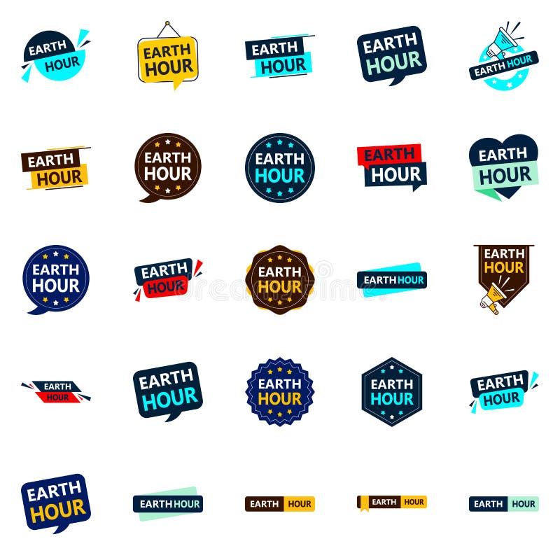 Earth Hour 25 Vector Banners for Your Next Earth Saving Campaign Stock ...