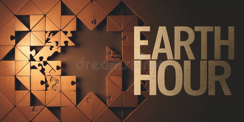 Earth Hour World Map Puzzle, Environmental Conservation Symbol Stock ...