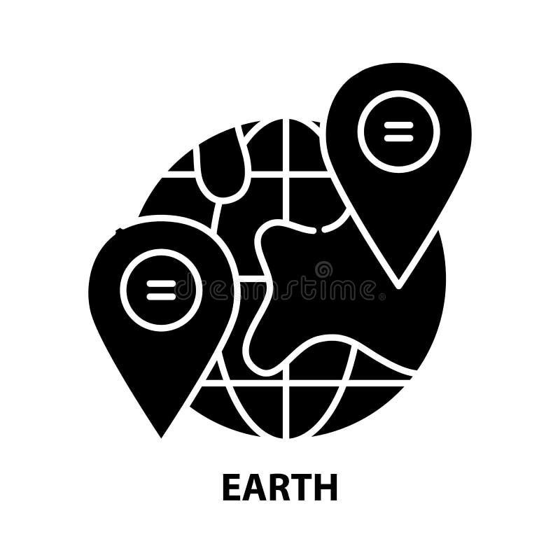 Earth Icon, Black Vector Sign with Editable Strokes, Concept ...