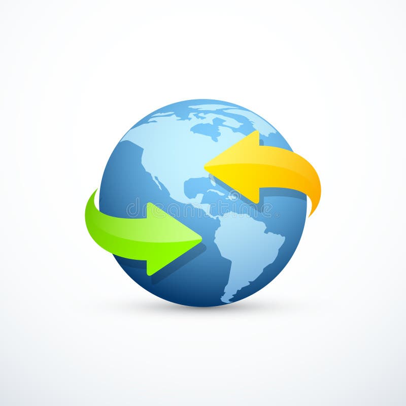 Earth Icon with Circular Arrows Stock Vector - Illustration of icon ...