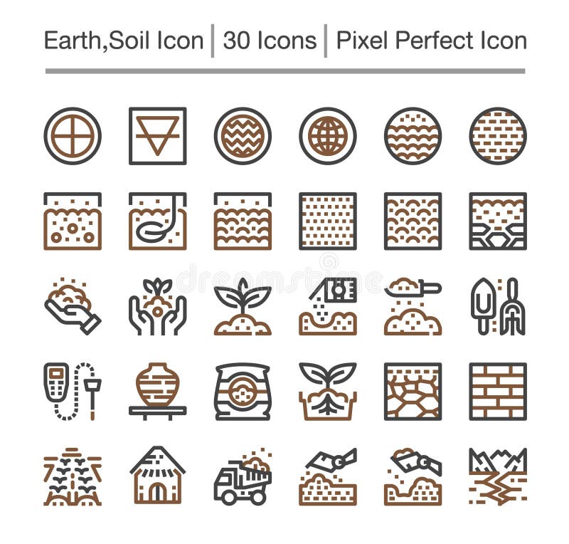 Soil icon set stock vector. Illustration of garden, sprout - 136577533