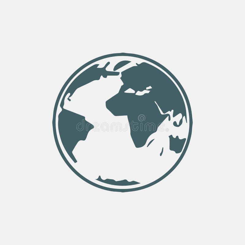 Earth Icon / Sign in Flat Style Isolated. Earth Globe Symbol Stock ...