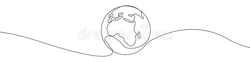 Earth Icon Line Continuous Drawing Vector. One Line Map of Earth Icon ...
