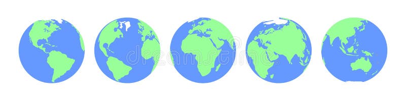 Earth Icons Set. Earth Globe from Different Sides Stock Vector ...