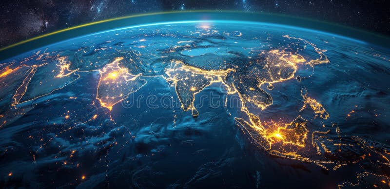 Earth Illuminated by Bright Lights at Night Stock Image - Image of ...