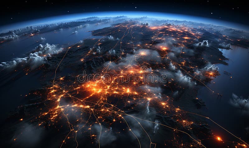 Earth Illuminated at Night from Space Stock Image - Image of world ...