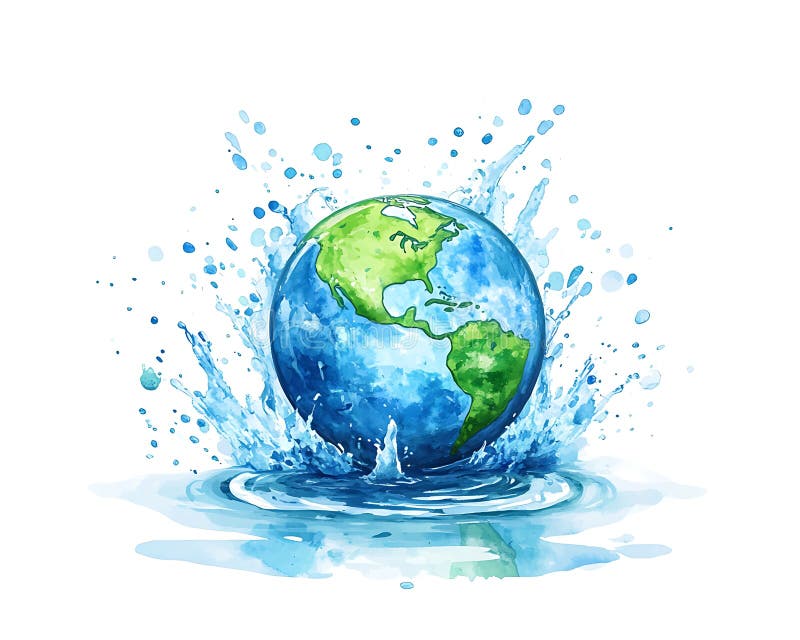 Earth is Illustrated with Water Splashing from the Surface Stock ...