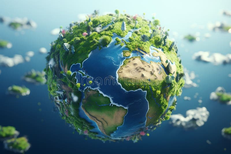 Earth Illustration with a Focus on Global Unity. Generative Ai Stock ...