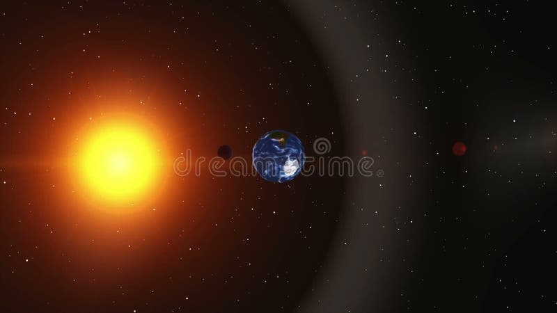 Earth Rotation Around Sun - 3D Render Stock Video Footage - Video of ...