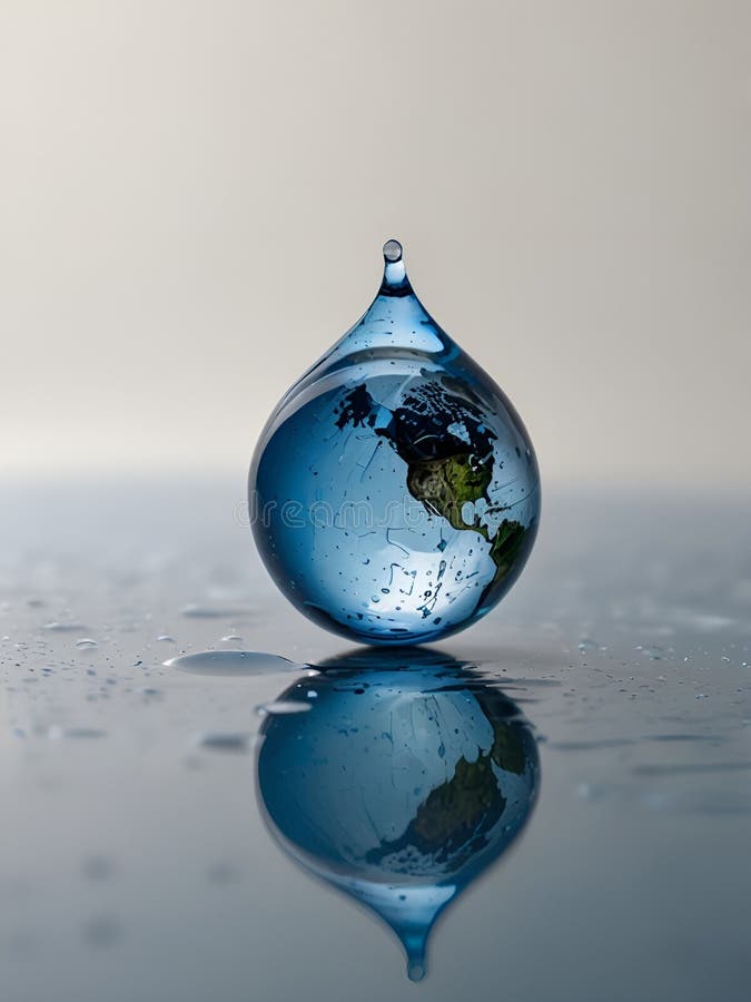 Earth Globe Inside a Blue Water Drop Stock Illustration - Illustration ...