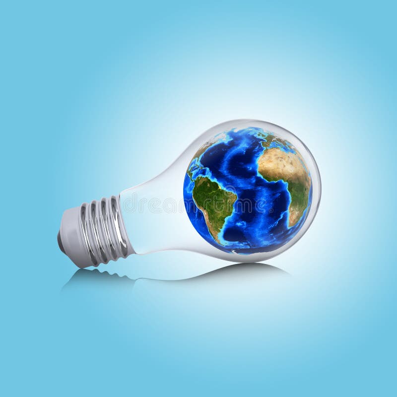 Earth inside the bulb stock image. Image of lamp, planet - 40304407