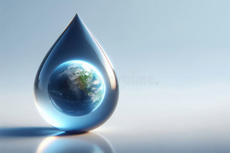 The Earth Inside is a Drop of Water. Space for Text. Stock Photo - Image of earth, hydration ...