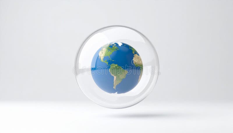 Earth Inside a Glass Bubble on White Background Stock Illustration ...