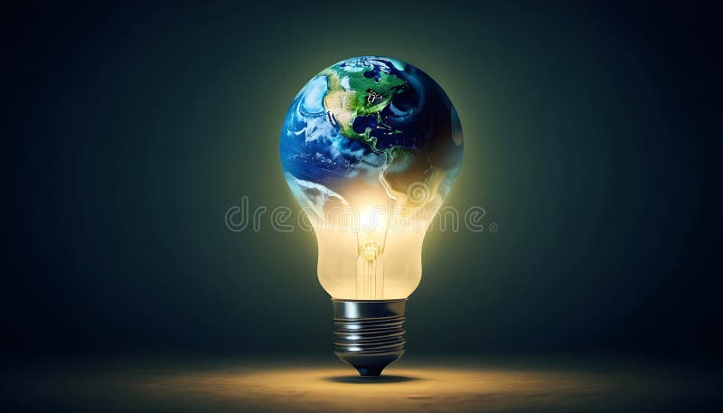 The Earth Inside a Light Bulb Concept of Green Energy and Environment ...