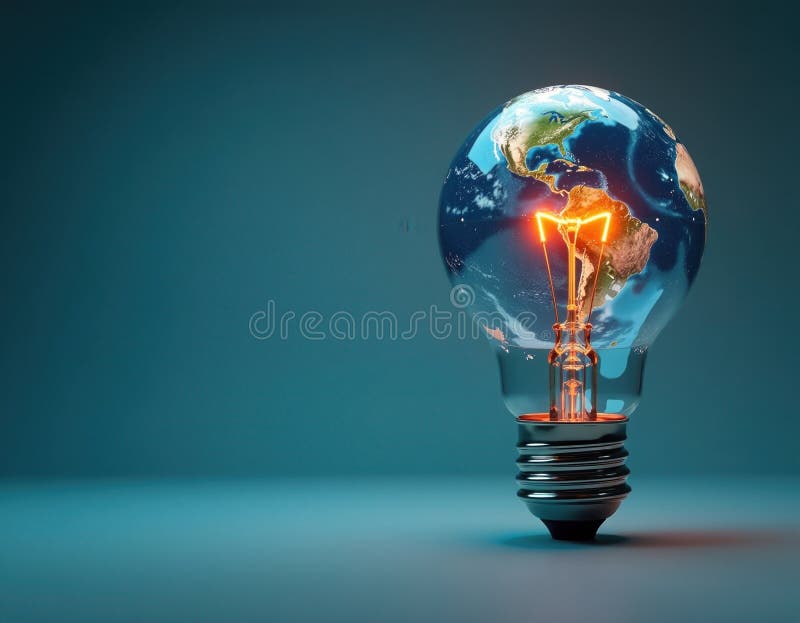 Earth Inside a Light Bulb Global Innovation and Sustainability Stock ...