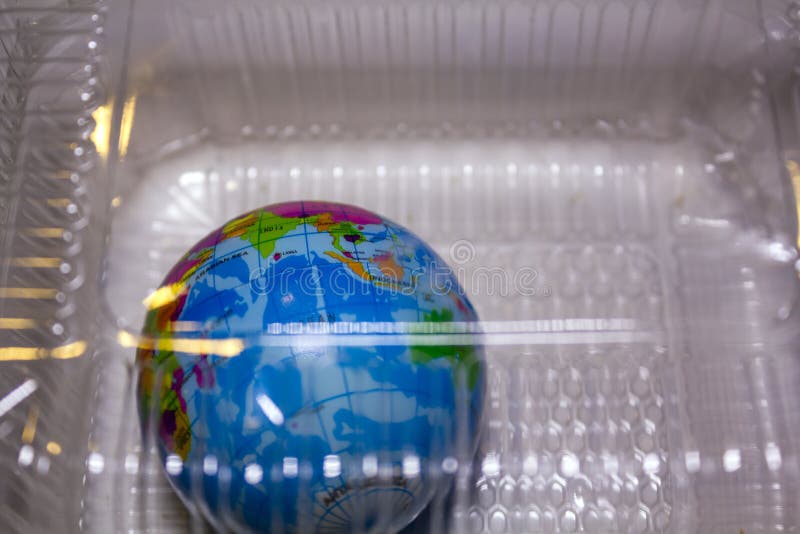 World Inside a Plastic Box. Plastic Pollution Concept Stock Image ...