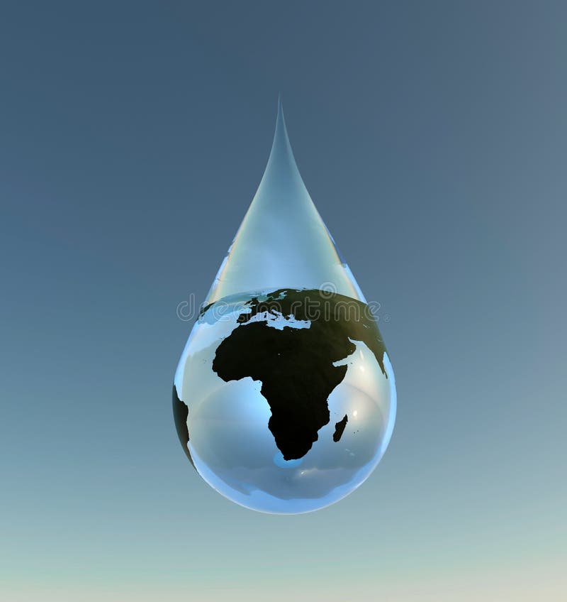 Earth inside water drop stock illustration. Illustration of awareness ...