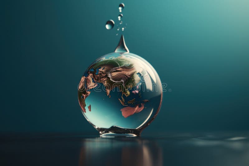 Earth Inside Water Drop. Generate Ai Stock Illustration - Illustration ...