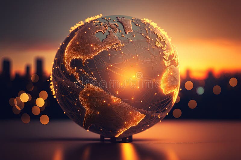 Earth with Internet Conection. Technology and Communication Concept ...