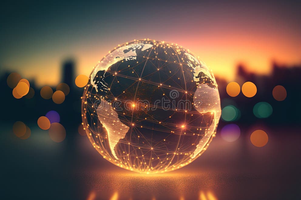 Earth with Internet Conection. Technology and Communication Concept ...